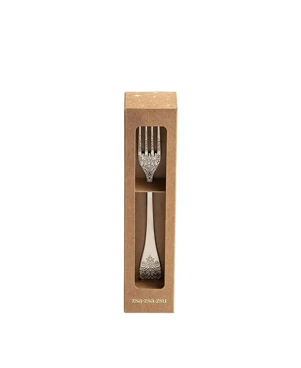 ZSA ZSA ZSU Dume Patterned Steel Dessert Fork Set Of 4, 9 X 1.1 X 0.1 - Silver