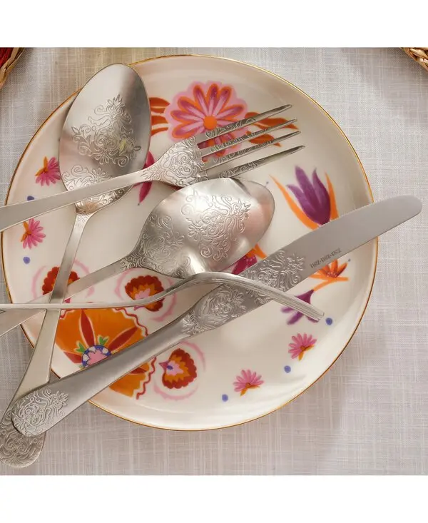ZSA ZSA ZSU Dume Patterned Steel Dessert Fork Set Of 4, 9 X 1.1 X 0.1 - Silver