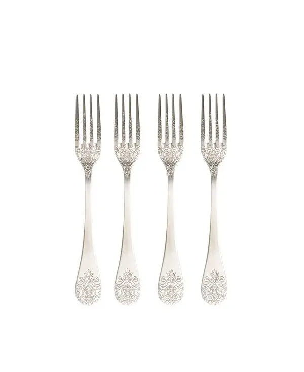 ZSA ZSA ZSU Dume Patterned Steel Dessert Fork Set Of 4, 9 X 1.1 X 0.1 - Silver