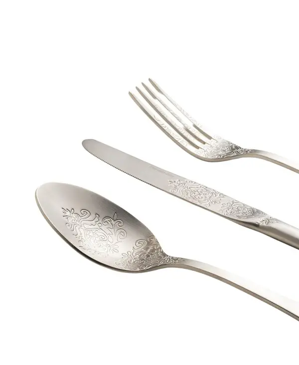 ZSA ZSA ZSU Dume Patterned Steel Dessert Fork Set Of 4, 9 X 1.1 X 0.1 - Silver