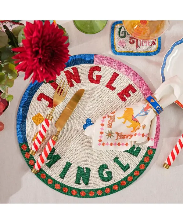 ZSA ZSA ZSU Dadri Beadded Placemat Jingle, 14 X 14