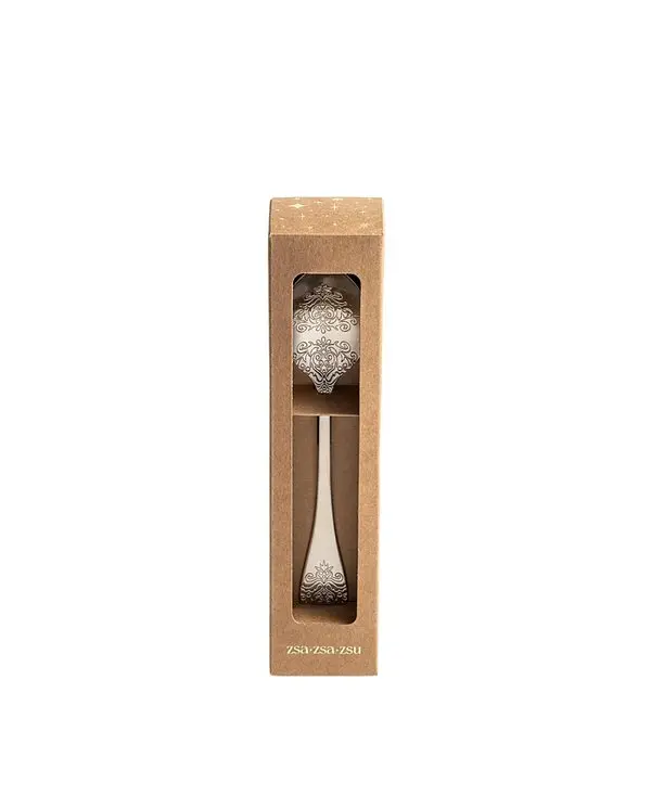 ZSA ZSA ZSU Dume Patterned Steel Dessert Spoon, Set Of 4, 7.87 X 1.57 - Silver
