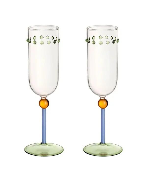 ZSA ZSA ZSU Henan Borosilicate Glass Champagne Glass Set Of 2, 8 Oz - Clear