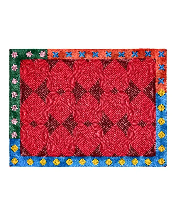 ZSA ZSA ZSU Dadri Beadded Placemat Heart, 12 X 16
