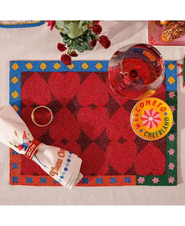 ZSA ZSA ZSU Dadri Beadded Placemat Heart, 12 X 16