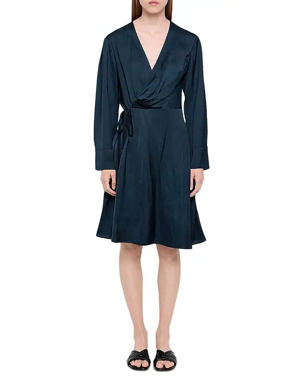 Zadig&Voltaire Remoir Satin Wrap Midi Dress - Marine