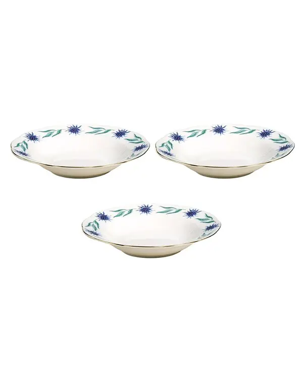 ZSA ZSA ZSU Emet Porcelain Deep Plate With Gold Rim 9 In Set Of 3, 9 X 9 X 1.7 - White