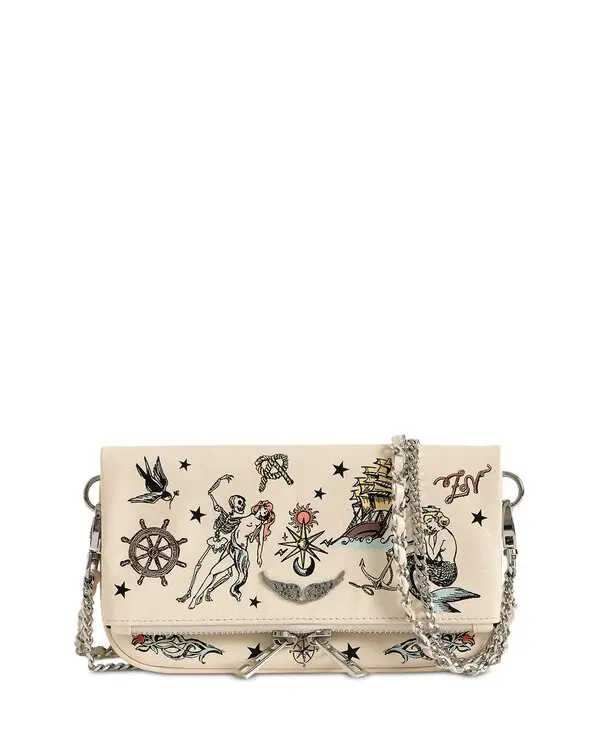 Zadig&Voltaire Rock Mini Tattoo Vintage Effect Patent Leather Pouchette