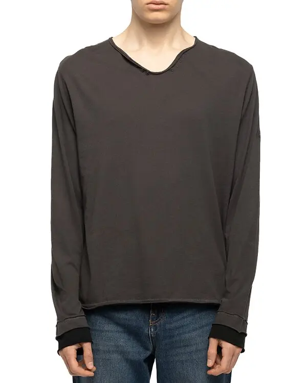 Zadig&Voltaire Monastir Five Button Cotton Henley Shirt - Carbone