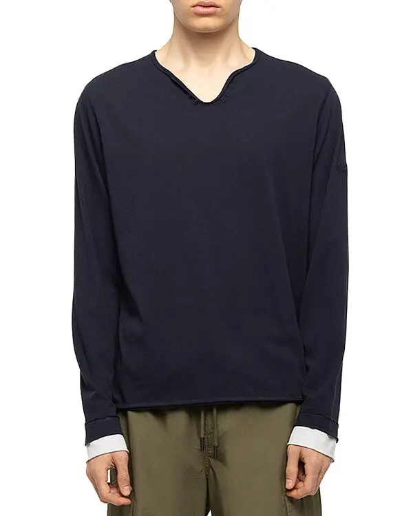 Zadig&Voltaire Monastir Five Button Cotton Henley Shirt - Encre