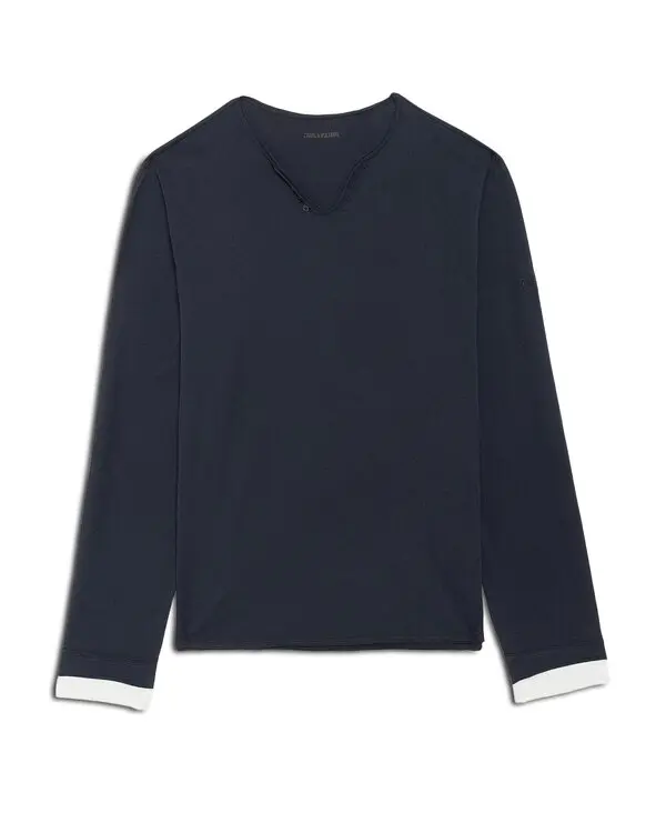 Zadig&Voltaire Monastir Five Button Cotton Henley Shirt - Encre
