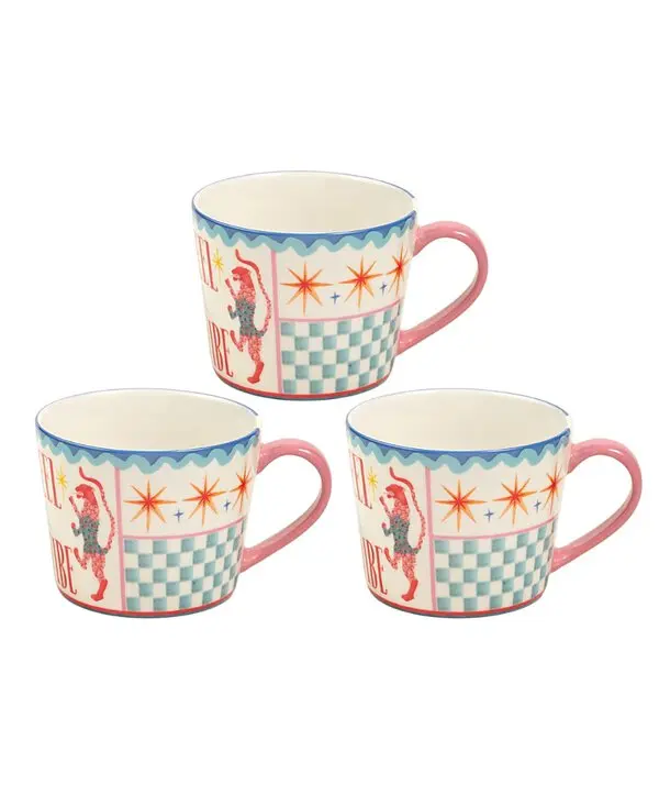 ZSA ZSA ZSU Luohu Porcelain Feel Vibe Mug, Set Of 3 - Pink