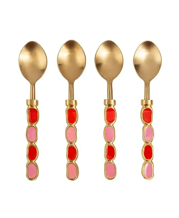 ZSA ZSA ZSU Rampur Set Of 4 Steel Dessert Spoon Set, 5.91 X 0.79 X 0.12 - Gold