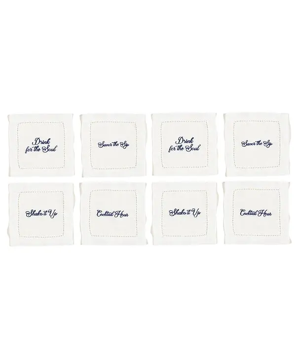 ZSA ZSA ZSU Prusa 4pcs Embroidered 100% Polyester Cocktail Napkin 8 Pcs Set, 6 X 6