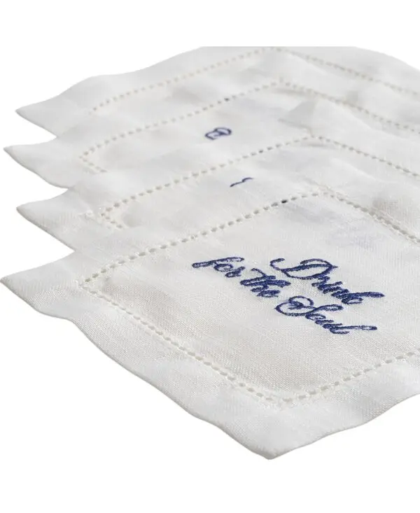 ZSA ZSA ZSU Prusa 4pcs Embroidered 100% Polyester Cocktail Napkin 8 Pcs Set, 6 X 6