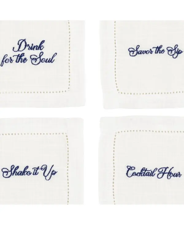 ZSA ZSA ZSU Prusa 4pcs Embroidered 100% Polyester Cocktail Napkin 8 Pcs Set, 6 X 6