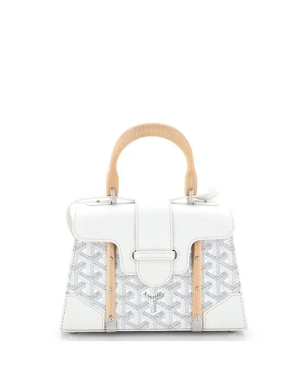 Goyard Structured Saigon Top Handle Bag Coated Canvas With Leather - White