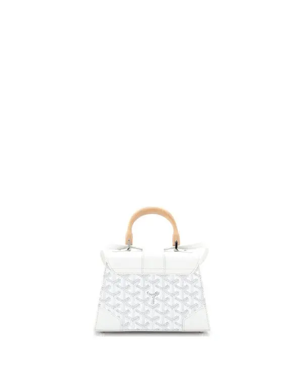 Goyard Structured Saigon Top Handle Bag Coated Canvas With Leather - White
