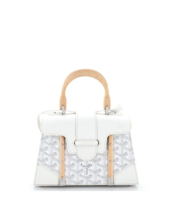 Goyard Structured Saigon Top Handle Bag Coated Canvas With Leather - White
