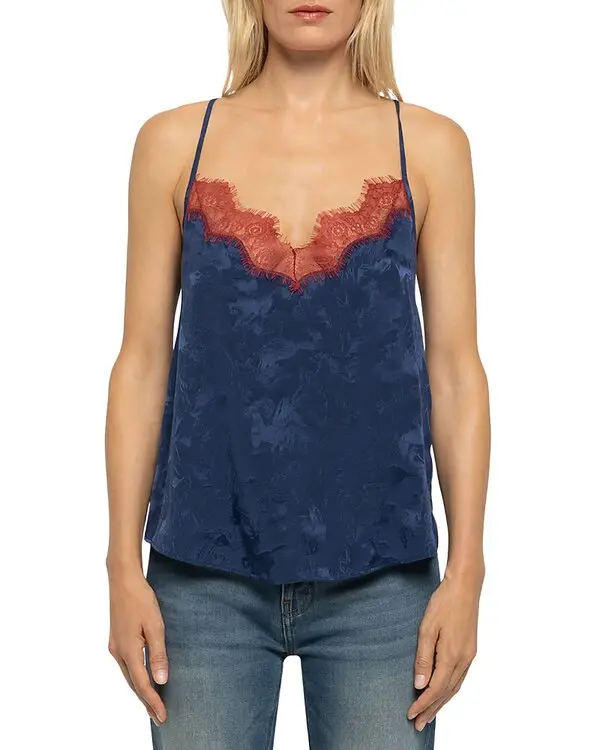 Zadig&Voltaire Jacquard Horses Silk Camisole - Marine