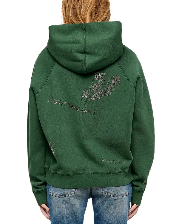 Zadig&Voltaire Embellished Cotton Hoodie - Rain Forest