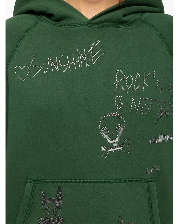 Zadig&Voltaire Embellished Cotton Hoodie - Rain Forest