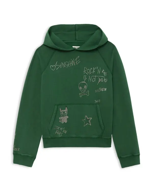 Zadig&Voltaire Embellished Cotton Hoodie - Rain Forest