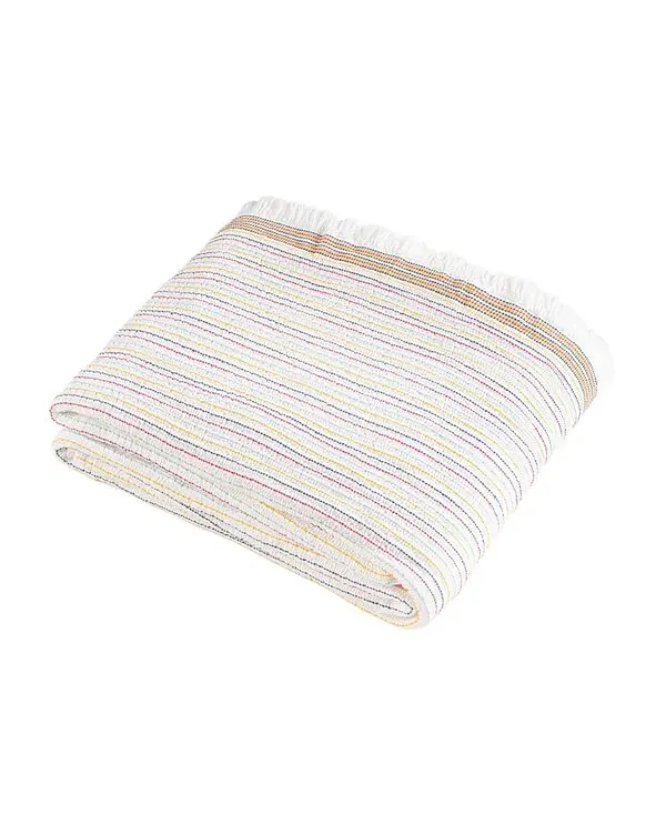 ZSA ZSA ZSU Faro Fringed Yarn-dyed Cotton Pique King Blanket, 94.49 X 86.61 - White