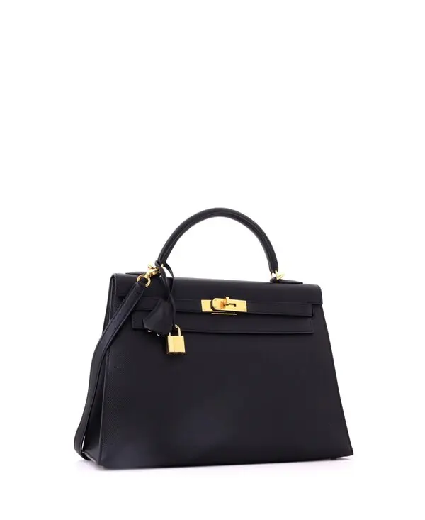 Hermès Kelly 32 Handbag Black Epsom With Gold Hardware