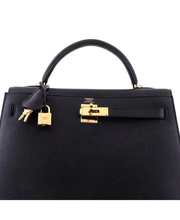 Hermès Kelly 32 Handbag Black Epsom With Gold Hardware