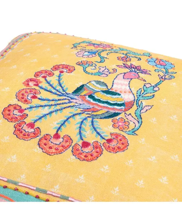 ZSA ZSA ZSU Ghuni Tasseled Embroidered Cotton Cushion, 19.6 X 19.6