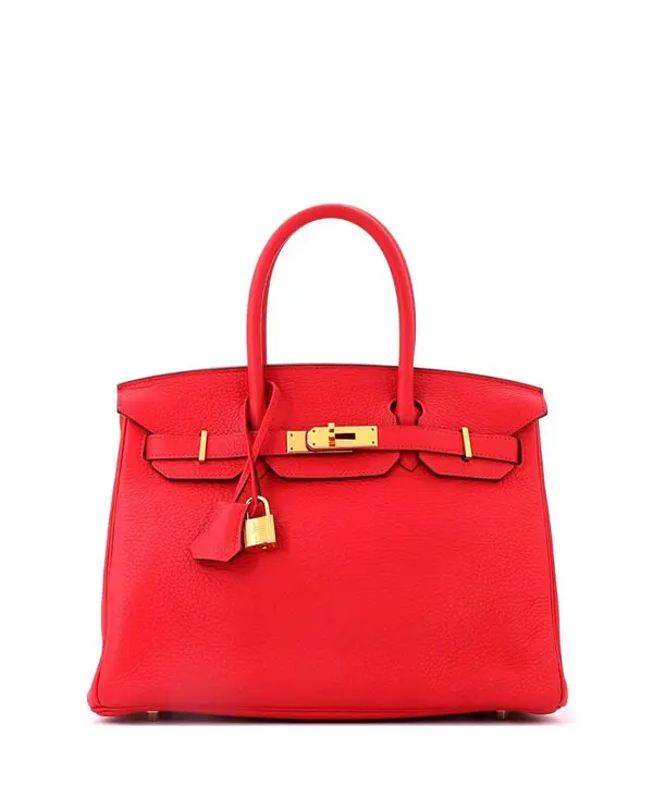 Hermès Birkin 30 Handbag Red Clemence With Gold Hardware