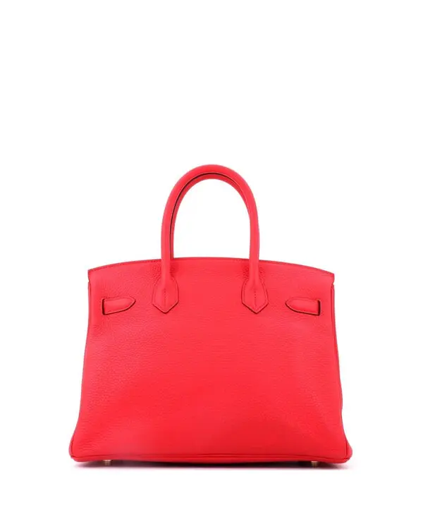 Hermès Birkin 30 Handbag Red Clemence With Gold Hardware