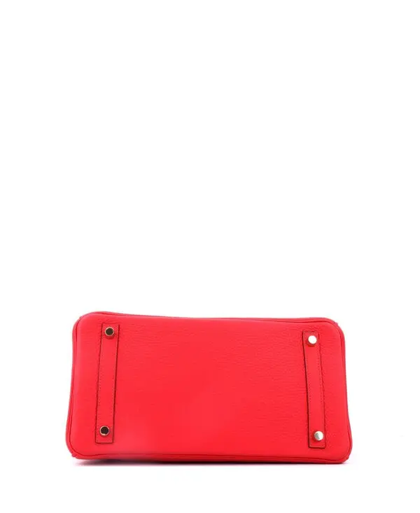 Hermès Birkin 30 Handbag Red Clemence With Gold Hardware