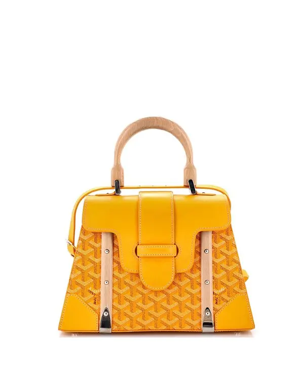 Goyard Pm Saigon Top Handle Bag Coated Canvas With Leather - Yellow