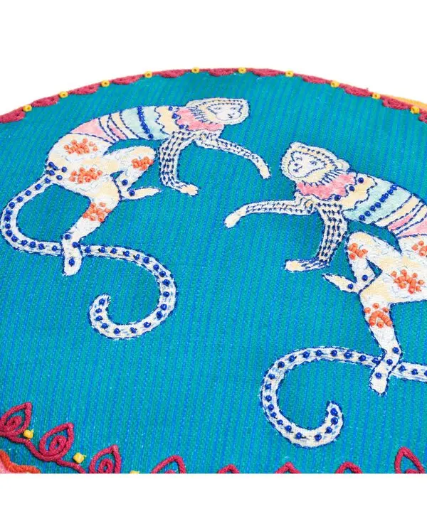 ZSA ZSA ZSU Ghuni Embroidered Cotton Cushion, 15.75