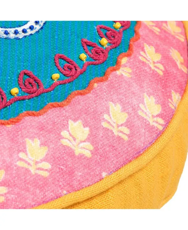 ZSA ZSA ZSU Ghuni Embroidered Cotton Cushion, 15.75