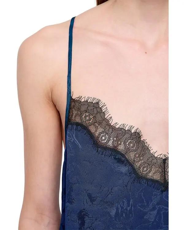 Zadig&Voltaire Respa Jacquard Horses Silk Maxi Dress With Lace Trim