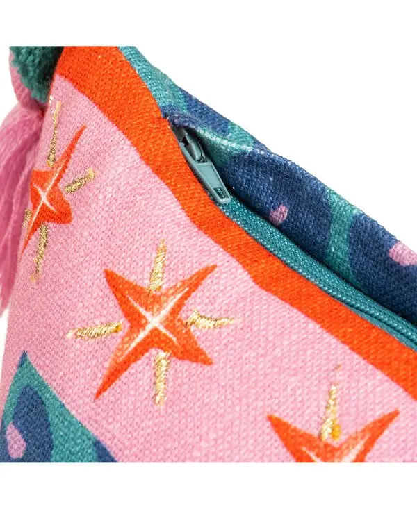 ZSA ZSA ZSU Ghuni Tasseled Embroidered Cotton Cushion, 19.69 X 19.69