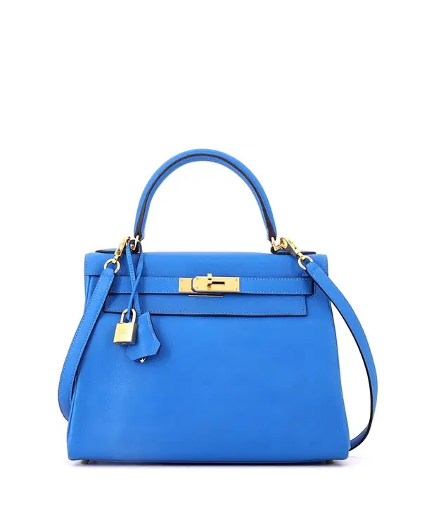 Hermès Kelly 28 Handbag Blue Evercolor With Gold Hardware - Bleu Hydra