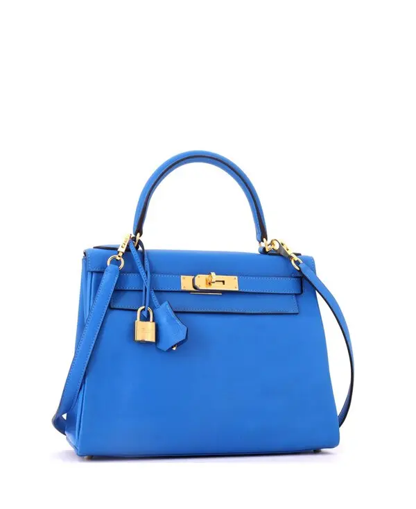 Hermès Kelly 28 Handbag Blue Evercolor With Gold Hardware - Bleu Hydra