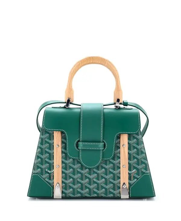 Goyard Pm Saigon Top Handle Bag Coated Canvas With Leather - Green