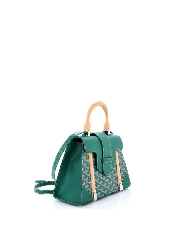 Goyard Pm Saigon Top Handle Bag Coated Canvas With Leather - Green