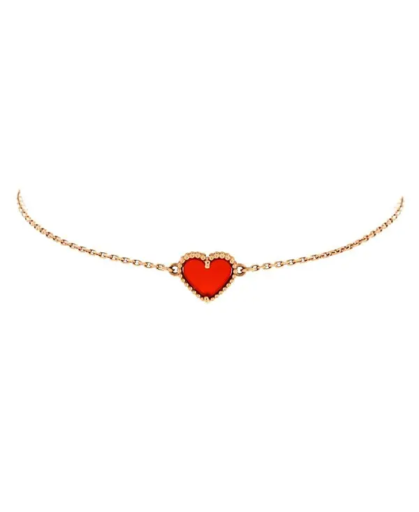 VAN CLEEF & ARPELS Sweet Alhambra Heart Bracelet 18k Rose Gold With Carnelian - Pink