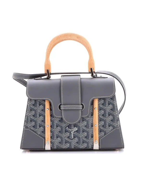 Goyard Structured Saigon Top Handle Bag Coated Canvas With Leather - Gray