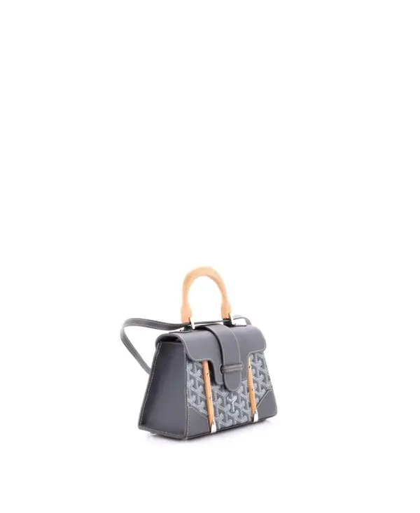 Goyard Structured Saigon Top Handle Bag Coated Canvas With Leather - Gray