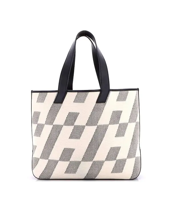 Hermès 40 Cabas H En Biais Tote Canvas With Leather