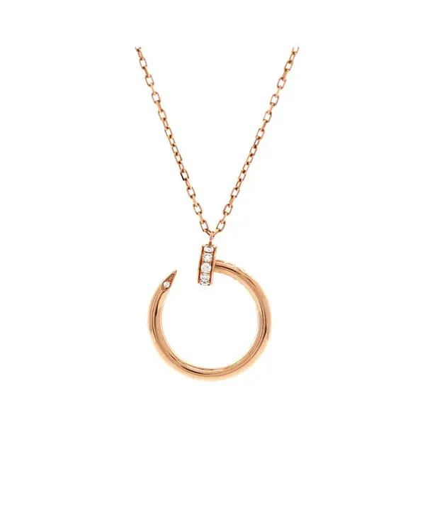CARTIER Juste Un Clou Pendant Necklace 18k Rose Gold With Diamonds, 16 - Pink
