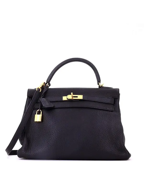 Hermès Kelly 32 Handbag Black Togo With Gold Hardware - Noir