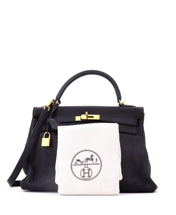 Hermès Kelly 32 Handbag Black Togo With Gold Hardware - Noir